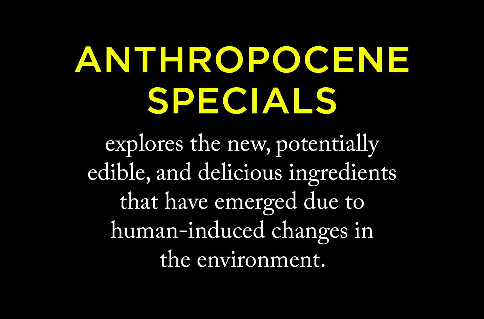 CHAPTERS – THE ANTHROPOCENE COOKBOOK